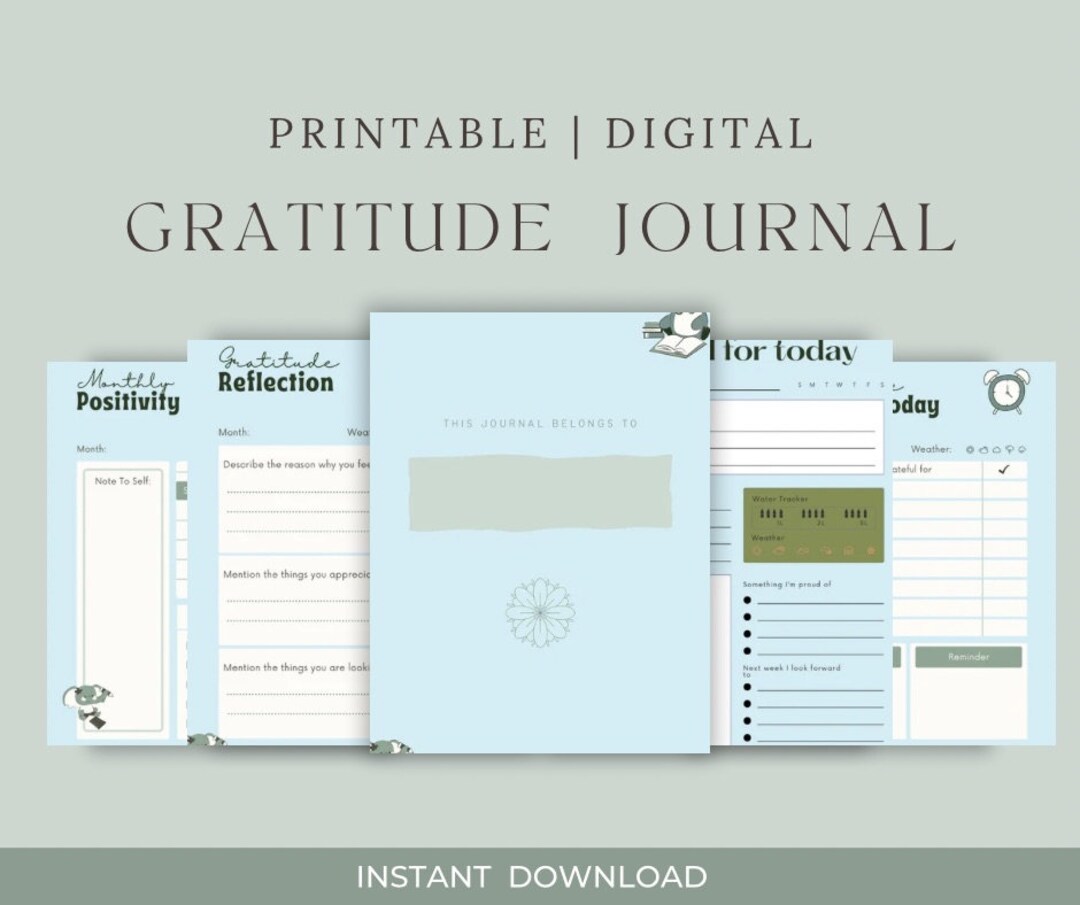 Gratitude Journal Digital and Printable Cute Notes - Etsy