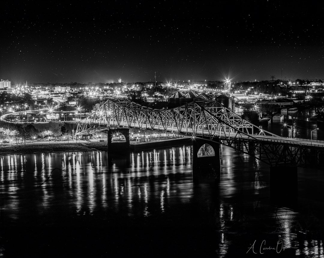 O'neal Bridge at Night Black and White 11x14 Photo Print - Etsy