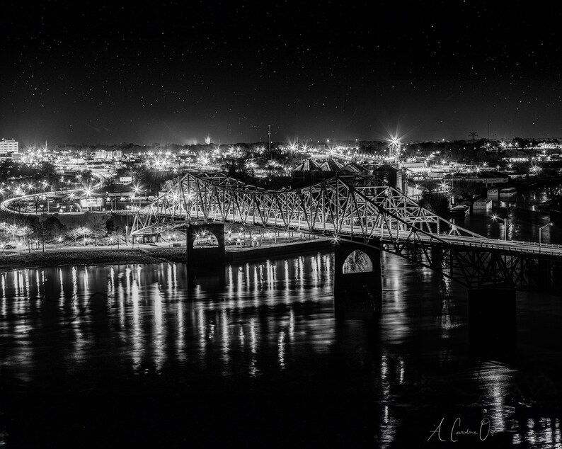 O'neal Bridge at Night Black and White 11x14 Photo Print - Etsy