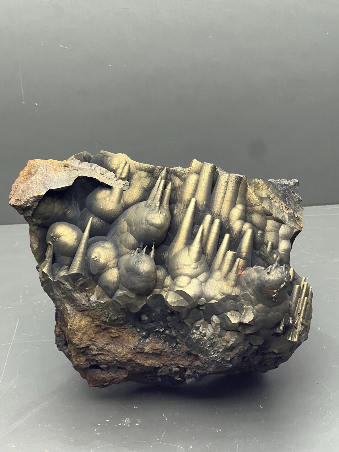 Museum Quality, Very Showy Large Size Golden Color Stalactite Goethtie ...