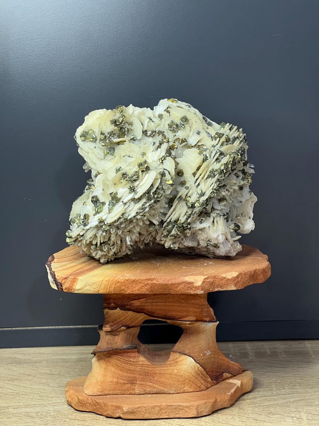Chalcopyrite on Calcite & Crystal Quartz - Romania - Etsy