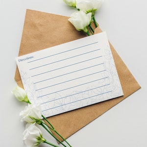 Blue Floral Recipe Card Printable | Printready Digital File .PDF 4 ...