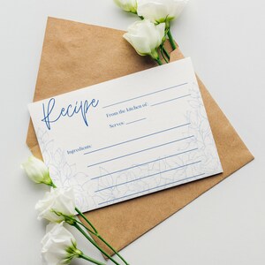 Blue Floral Recipe Card Printable | Printready Digital File .PDF 4 ...