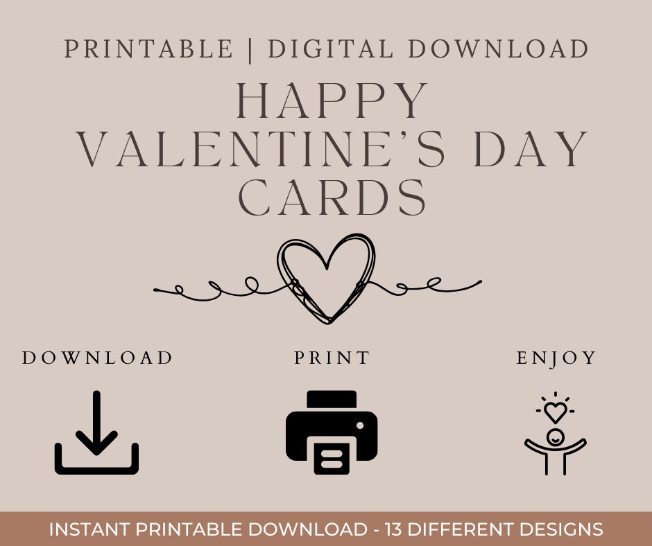 Printable Valentine's Day Cards Funny and Cute Valentines Cards - Etsy