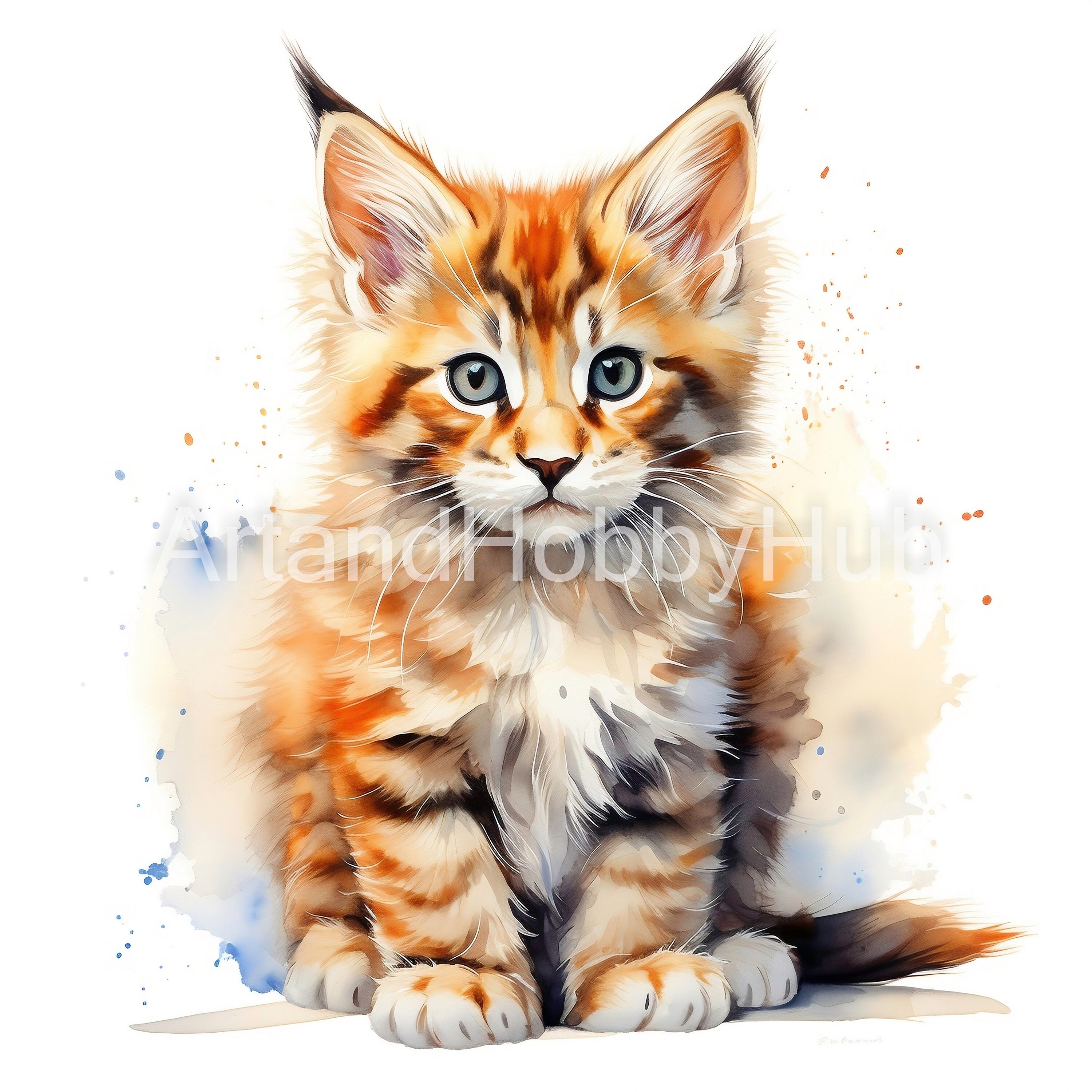 Cute Kitten Watercolor Clipart, 12 High Quality Jpgs, Wall Art, Craft ...