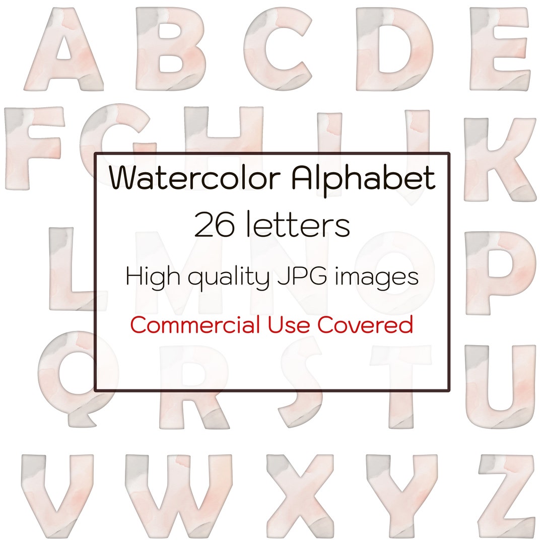 Watercolor Alphabet Letters, 26 High Quality Jpgs, Nursery Prints, Wall ...