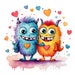 Cute Little Monster Couple Watercolor Clipart, 12 High Quality Jpgs ...