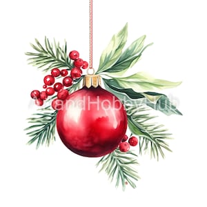 Christmas Decoration Watercolor Clipart, 12 High Quality Jpgs, Craft ...