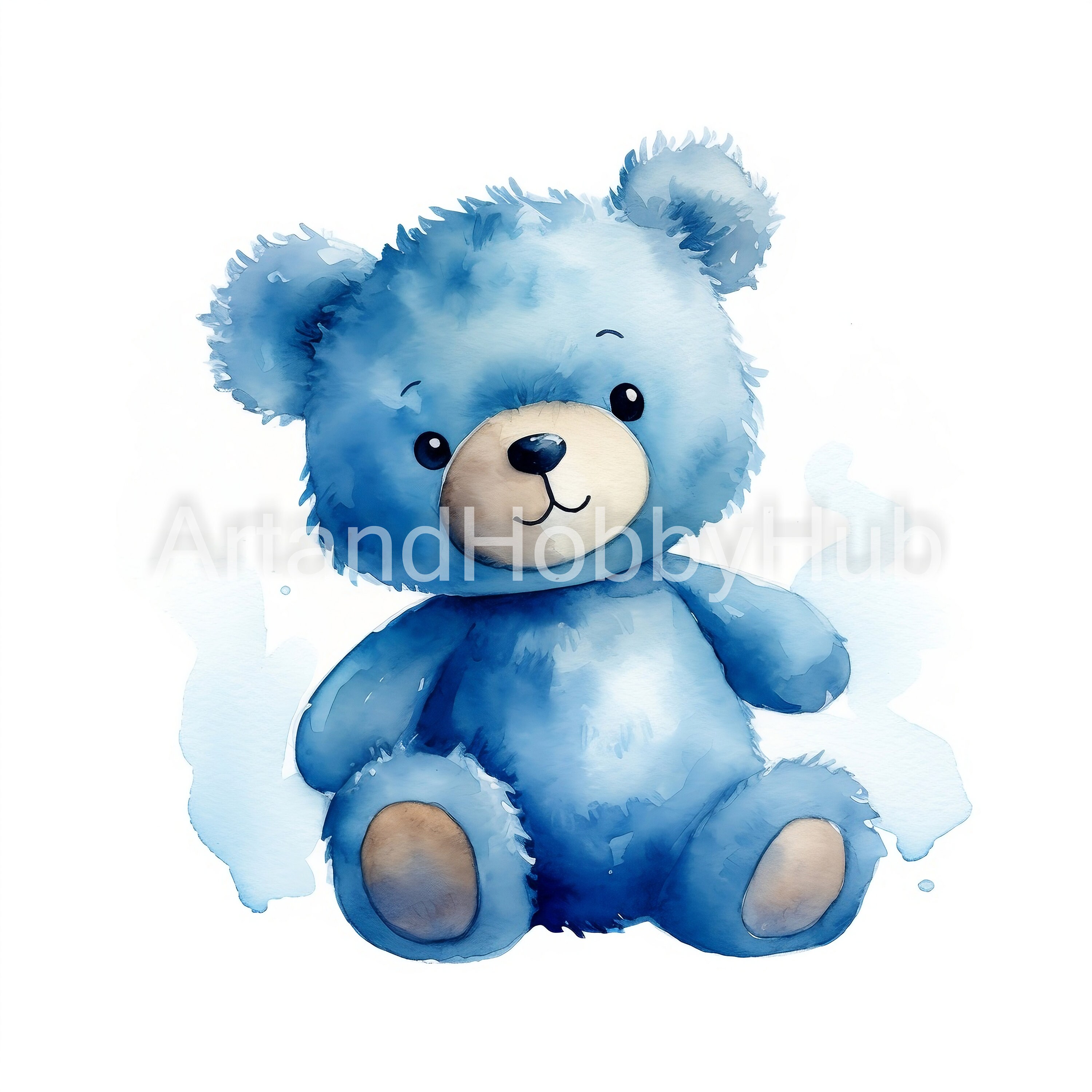 Blue Teddy Bear Watercolor Clipart, 12 High Quality Jpgs, Valentine's ...