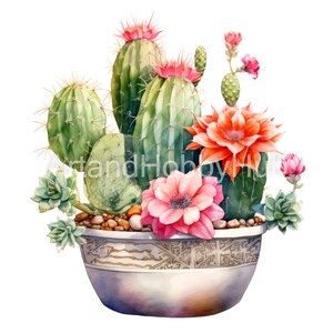 Cactus in a Pot Watercolor Clipart, 12 High Quality Jpgs, Journal ...