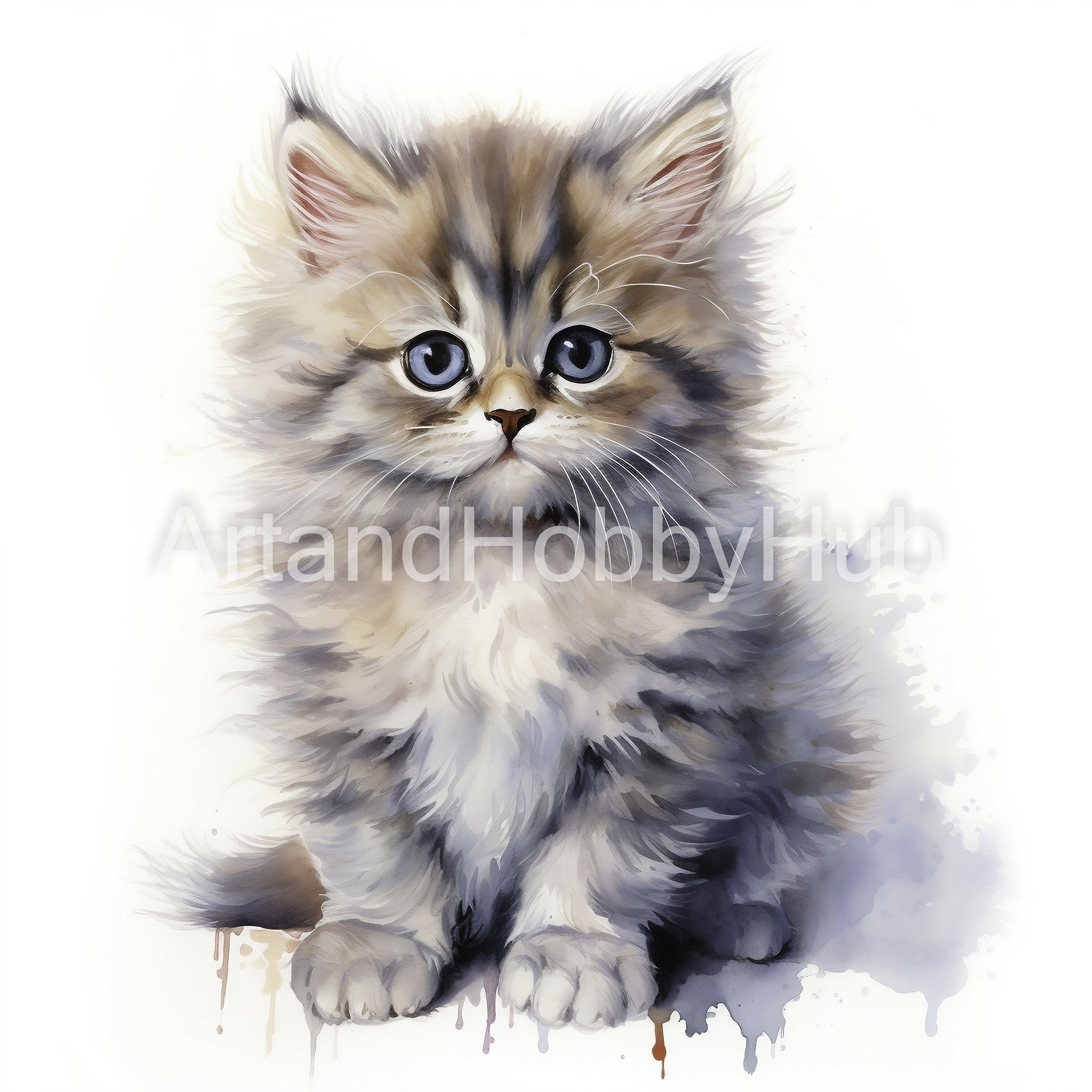 Cute Kitten Watercolor Clipart, 12 High Quality Jpgs, Wall Art, Craft ...