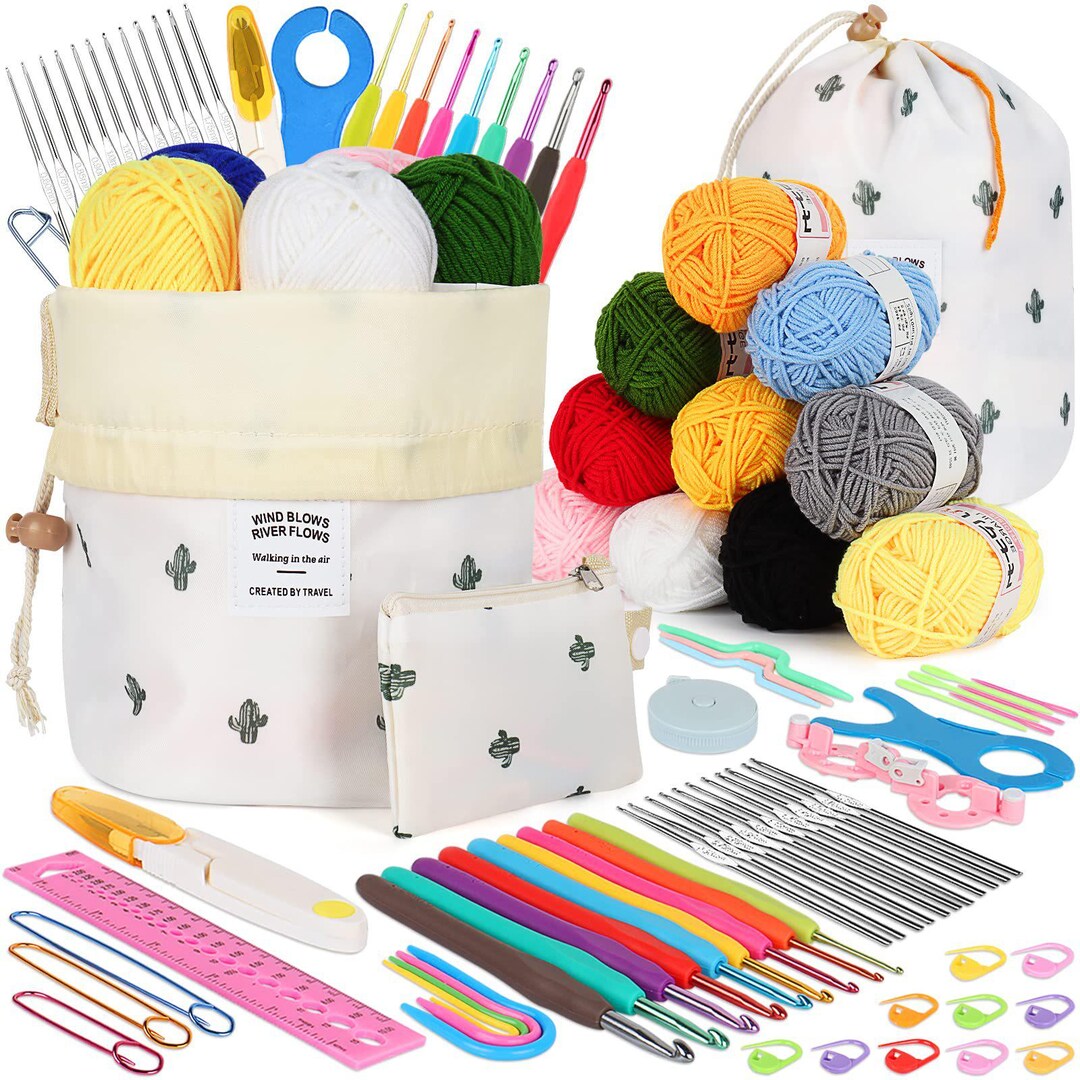 64-piece Crochet Kit, New Yarn Knitting Tools, Beginner Handmade ...