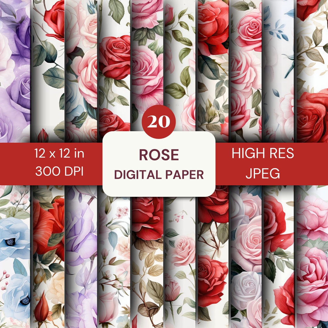Vintage Watercolor Pink Roses Digital Paper Seamless Shabby - Etsy