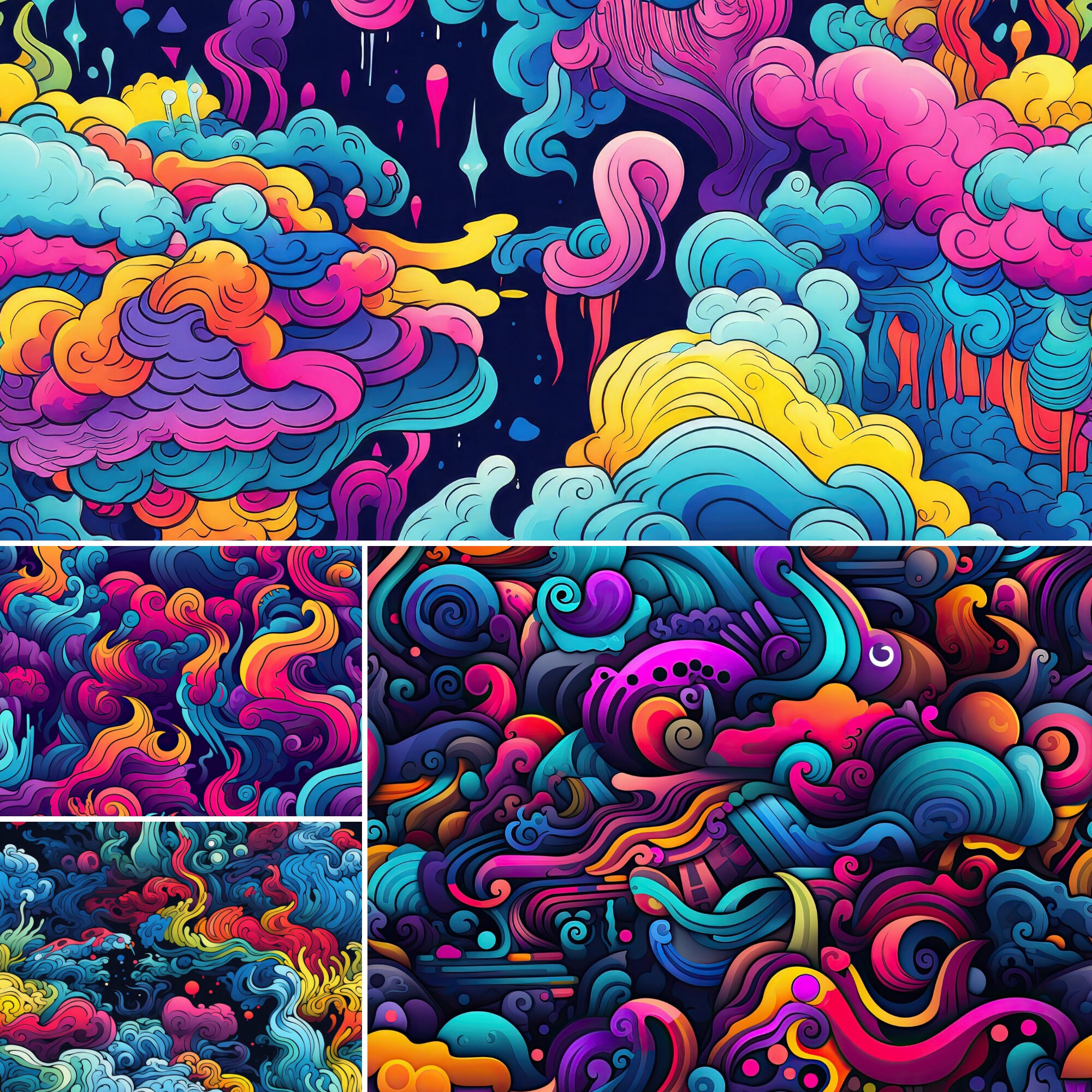 Seamless Trippy Pattern Hippie Digital Paper Psychedelic Pattern ...