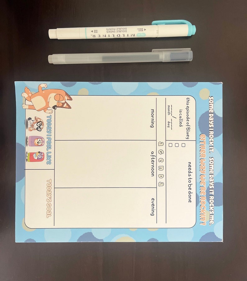 Bluey Mom Planner Notepad Undated Daily Planner 50 Sheet Pad Scheduler ...