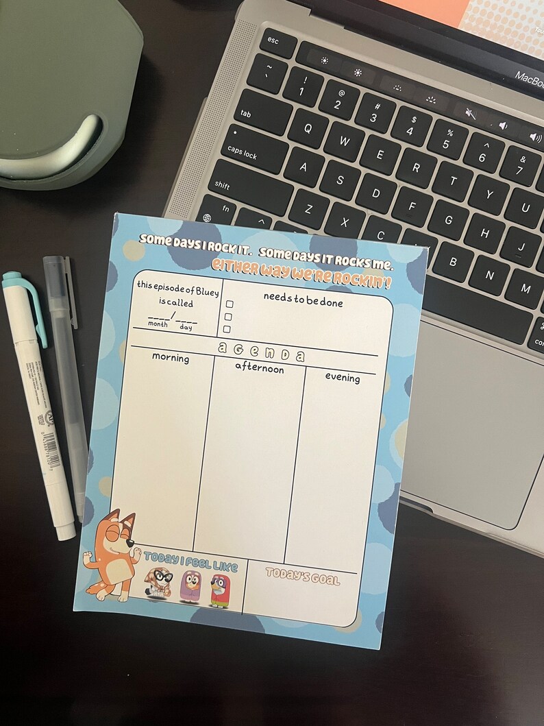 Bluey Mom Planner Notepad Undated Daily Planner 50 Sheet Pad Scheduler ...