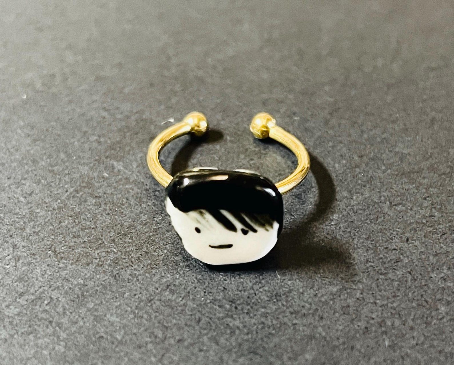His Face Adjustable Ceramic Ring. Porcelain Illustrated Portrait Rings ...