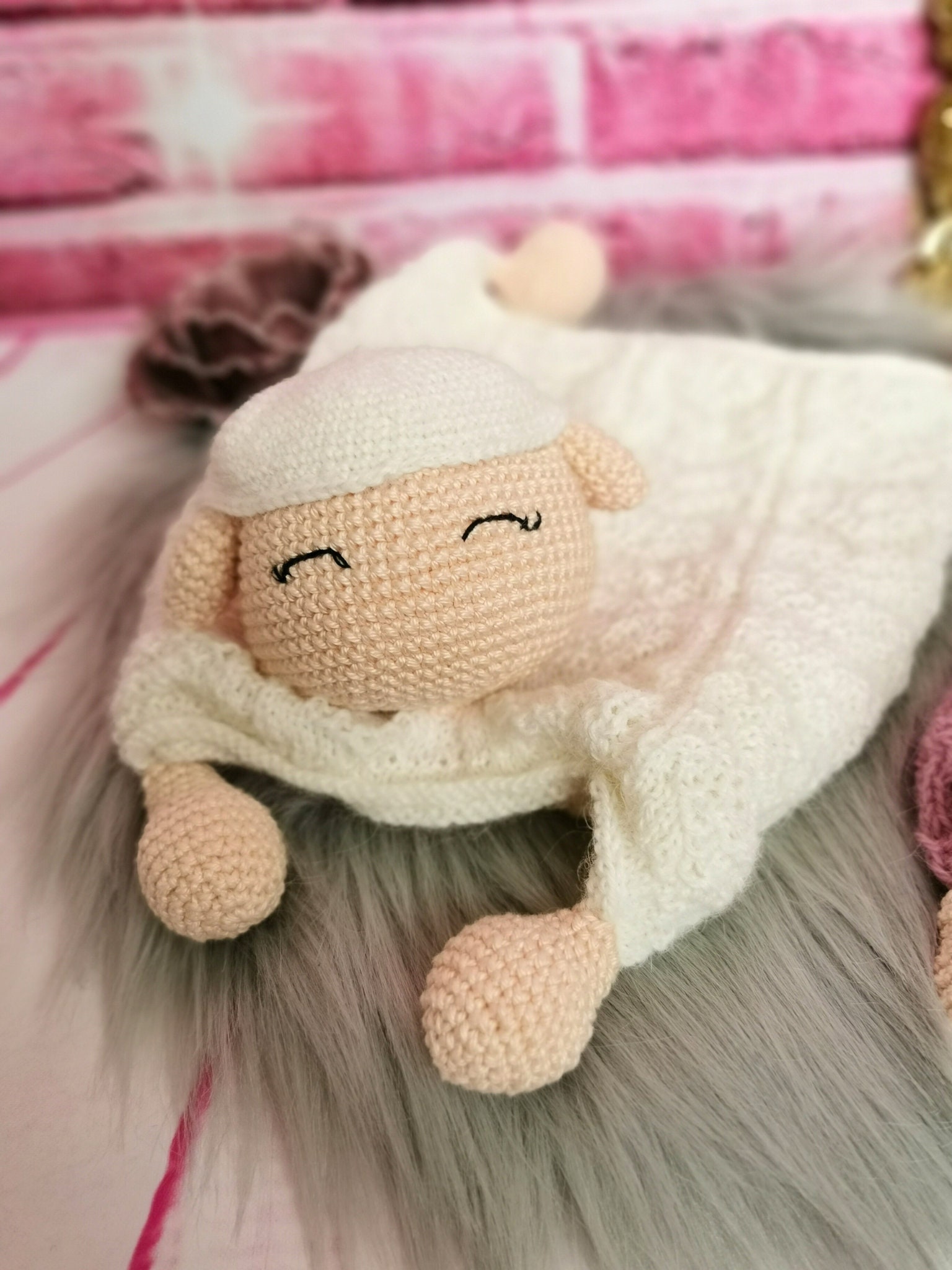 Crochet Pattern PDF Cuddle Cloth Sheep White Pink Amigurumi Crocheted ...