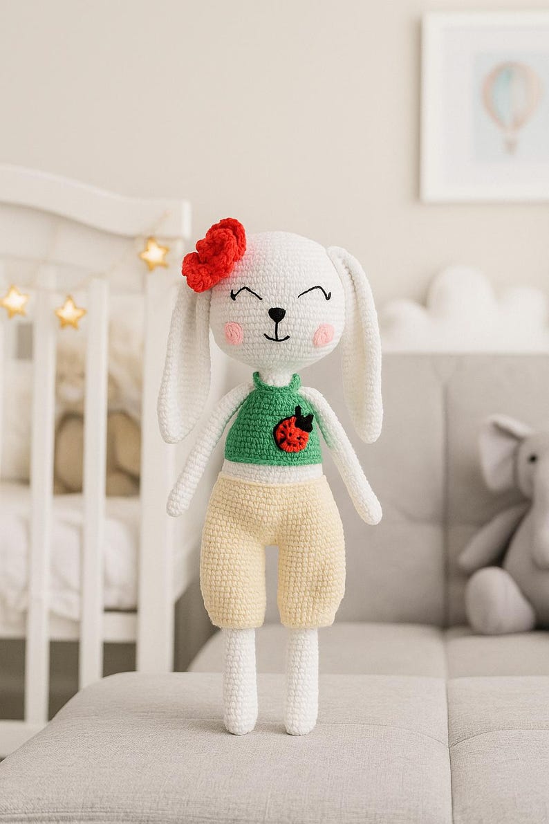 Crochet Pattern PDF Bunny Cuddly Toy Rabbit White Amigurumi Crocheted ...