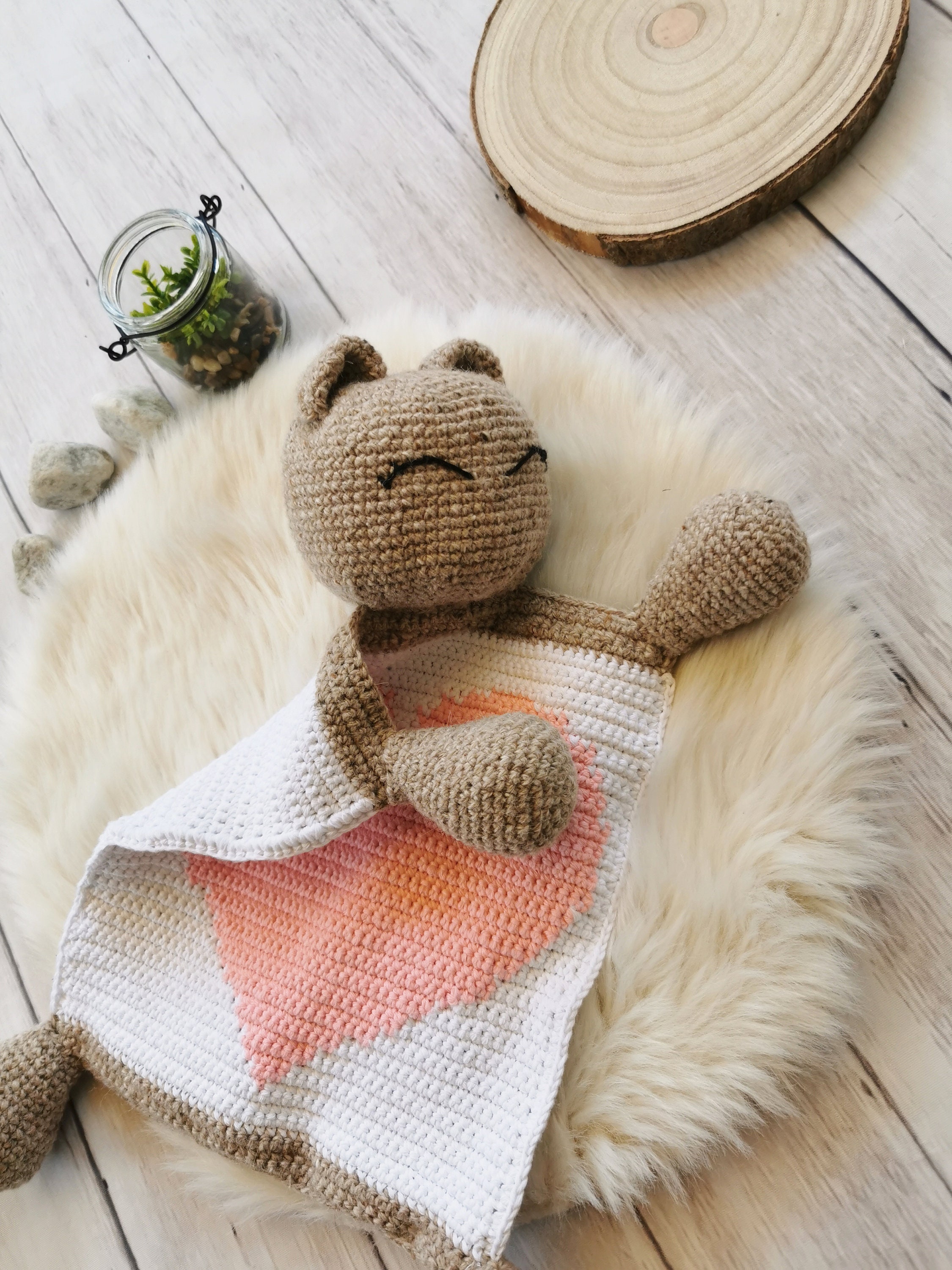 Crochet Pattern PDF Cuddle Cloth Bear Heart Crocheted Cuddly Blanket ...
