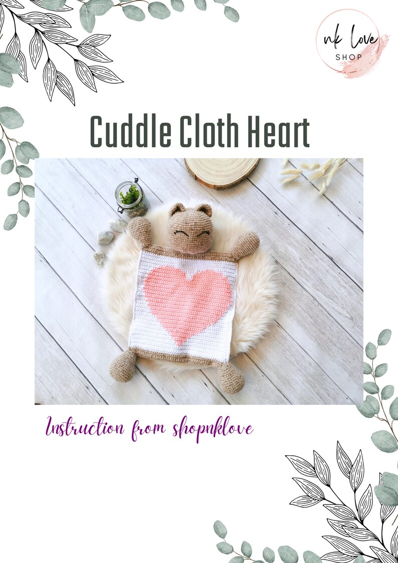 Crochet Pattern PDF Cuddle Cloth Bear Heart Crocheted Cuddly Blanket ...