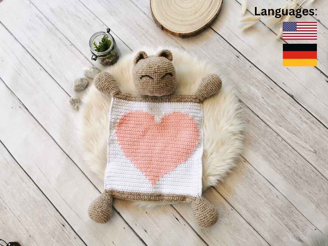 Crochet Pattern PDF Cuddle Cloth Bear Heart Crocheted Cuddly Blanket ...