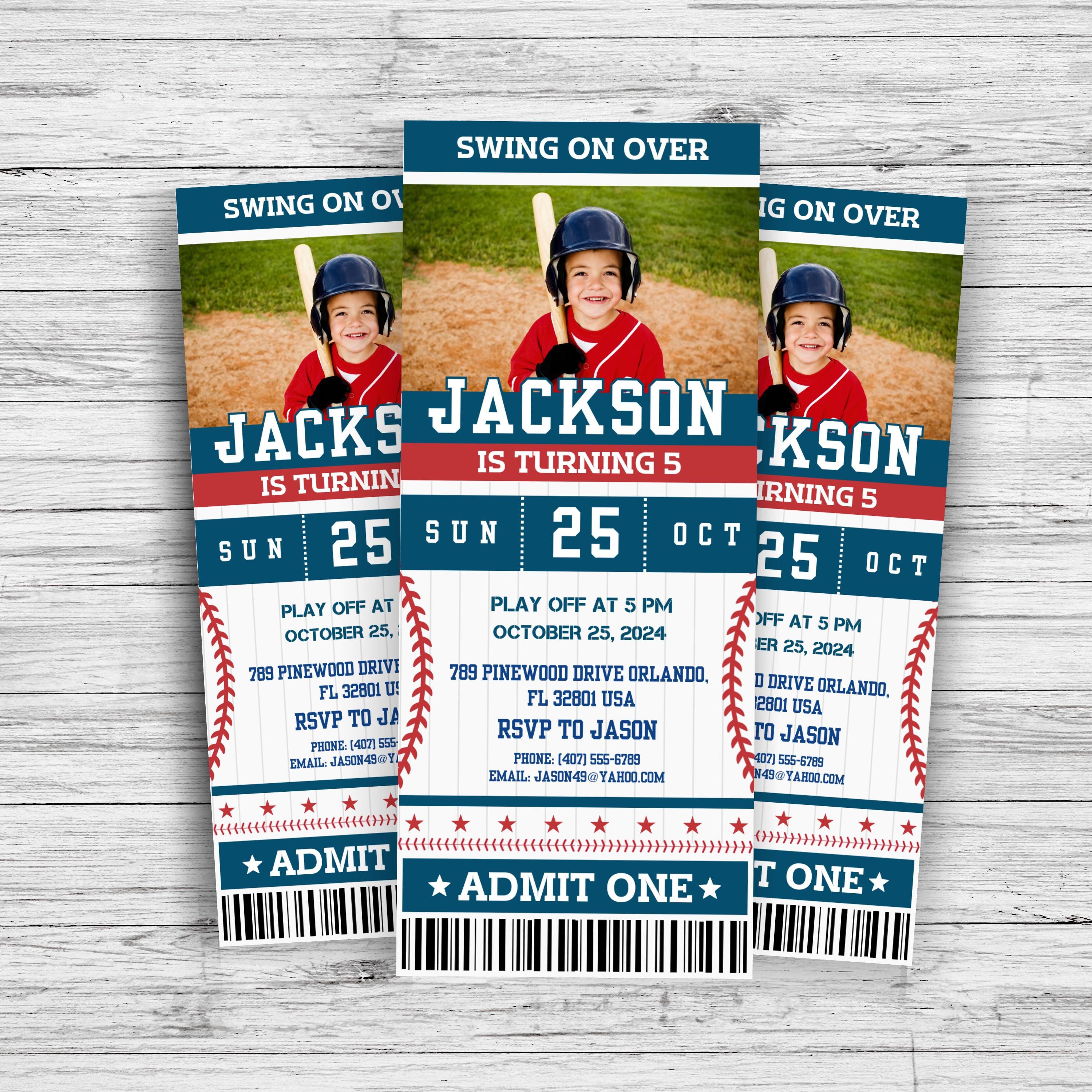 Baseball Ticket Birthday Invitation, Baseball Ticket Gift, Sport ...