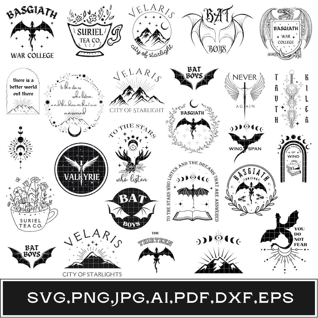 Acotar Velaris Svg Bundle, Fourth Wing Svg, City of Starlights Png, Bat ...