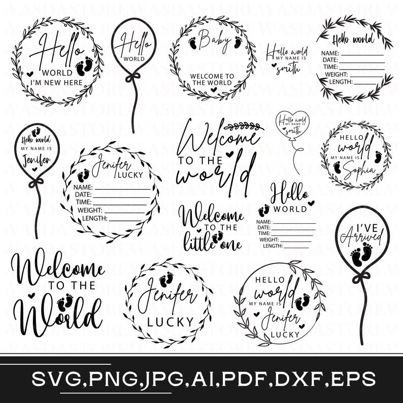 Hello World Baby Announcement Svg, Welcome to the World Svg, Newborn ...