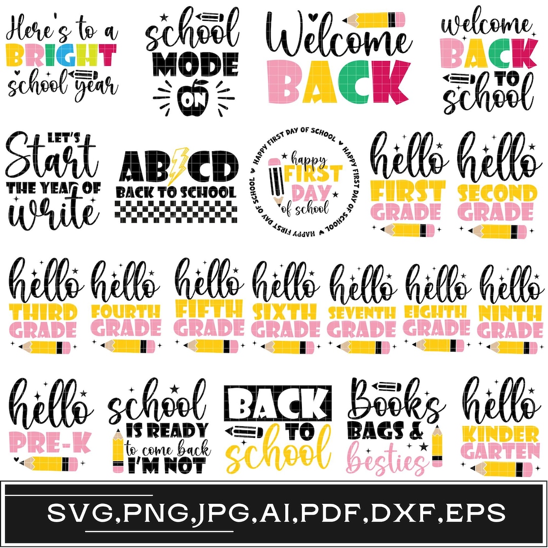 Back to School Svg Bundle, Happy First Day of School Svg, School 1st ...