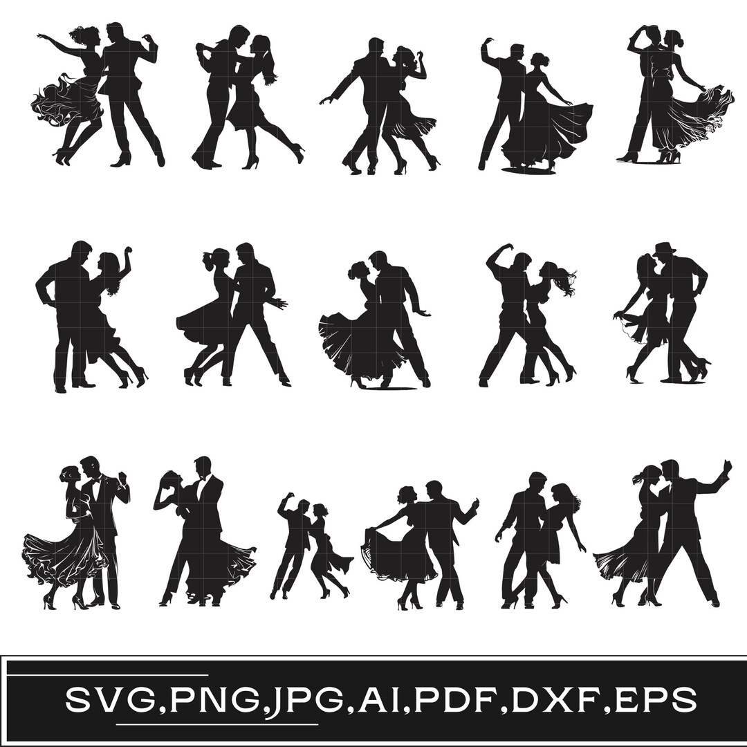 Ballroom Dancers Svg, Dancing Couple Silhouette, Dancing Bride Png, Cut ...