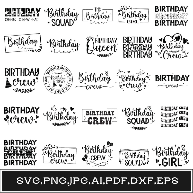 Birthday Crew Svg Bundle, Girls Birthday Crew Svg Png, Birthday Girl ...