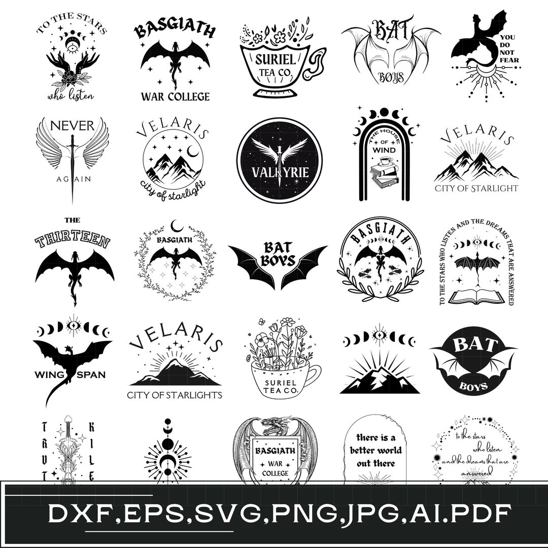 Acotar Velaris Svg Bundle, Fourth Wing Svg, City of Starlights Png, Bat ...