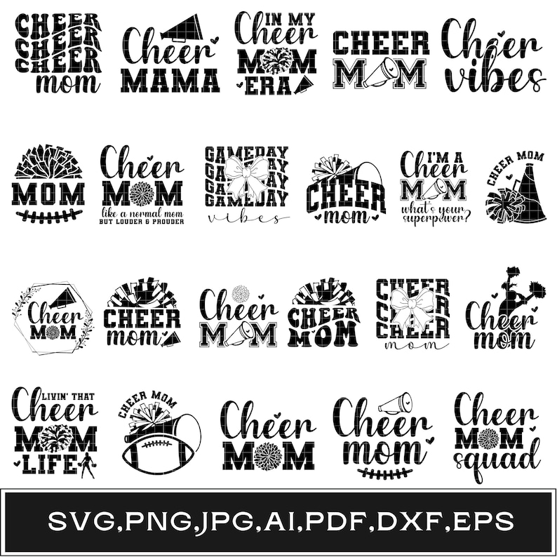 Cheer Mom Svg Bundle, Cheer Mom Png, Cheerleading Svg, Cheer Mama Svg ...