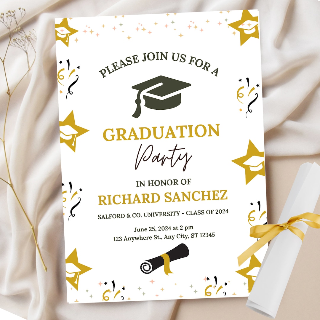 Editable Graduation Invitation Template 2024, Graduation Party ...
