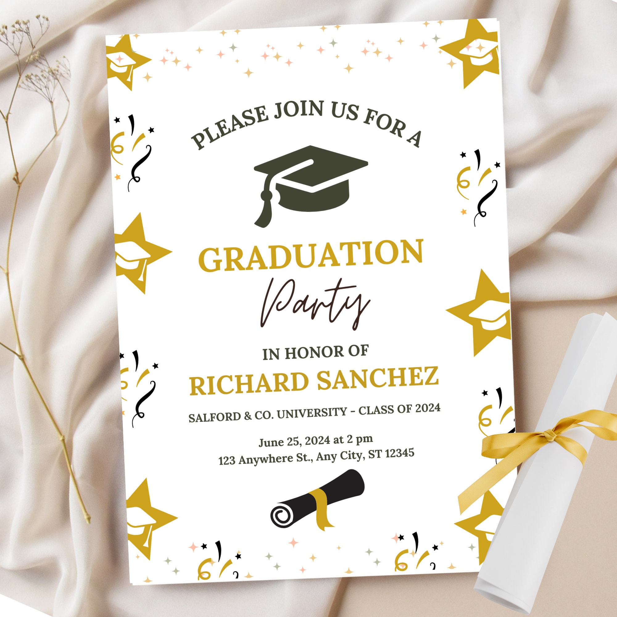 Editable Graduation Invitation Template 2024, Graduation Party ...