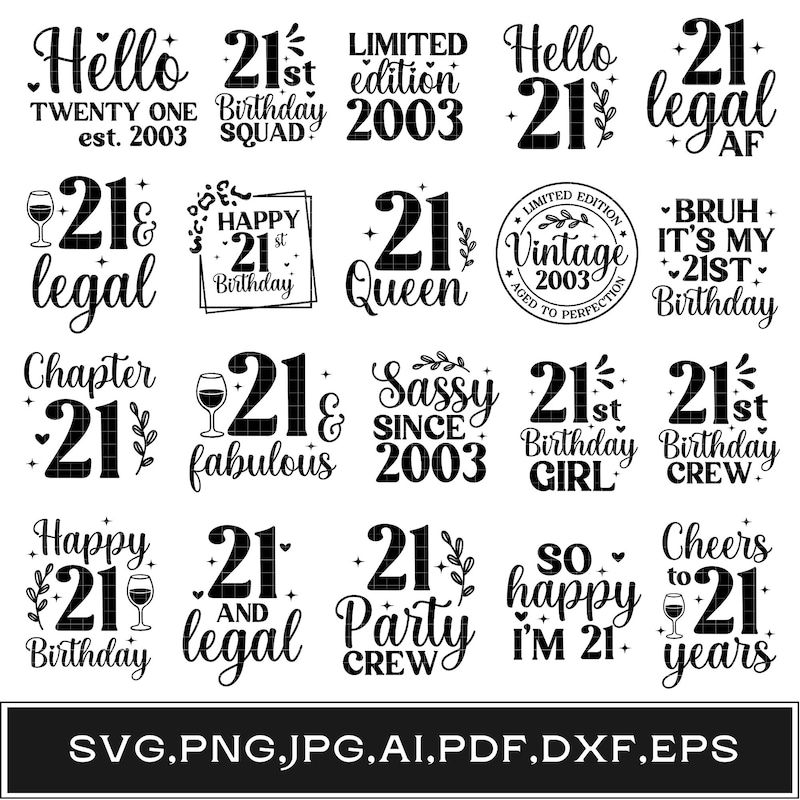 21st Birthday Svg - Etsy