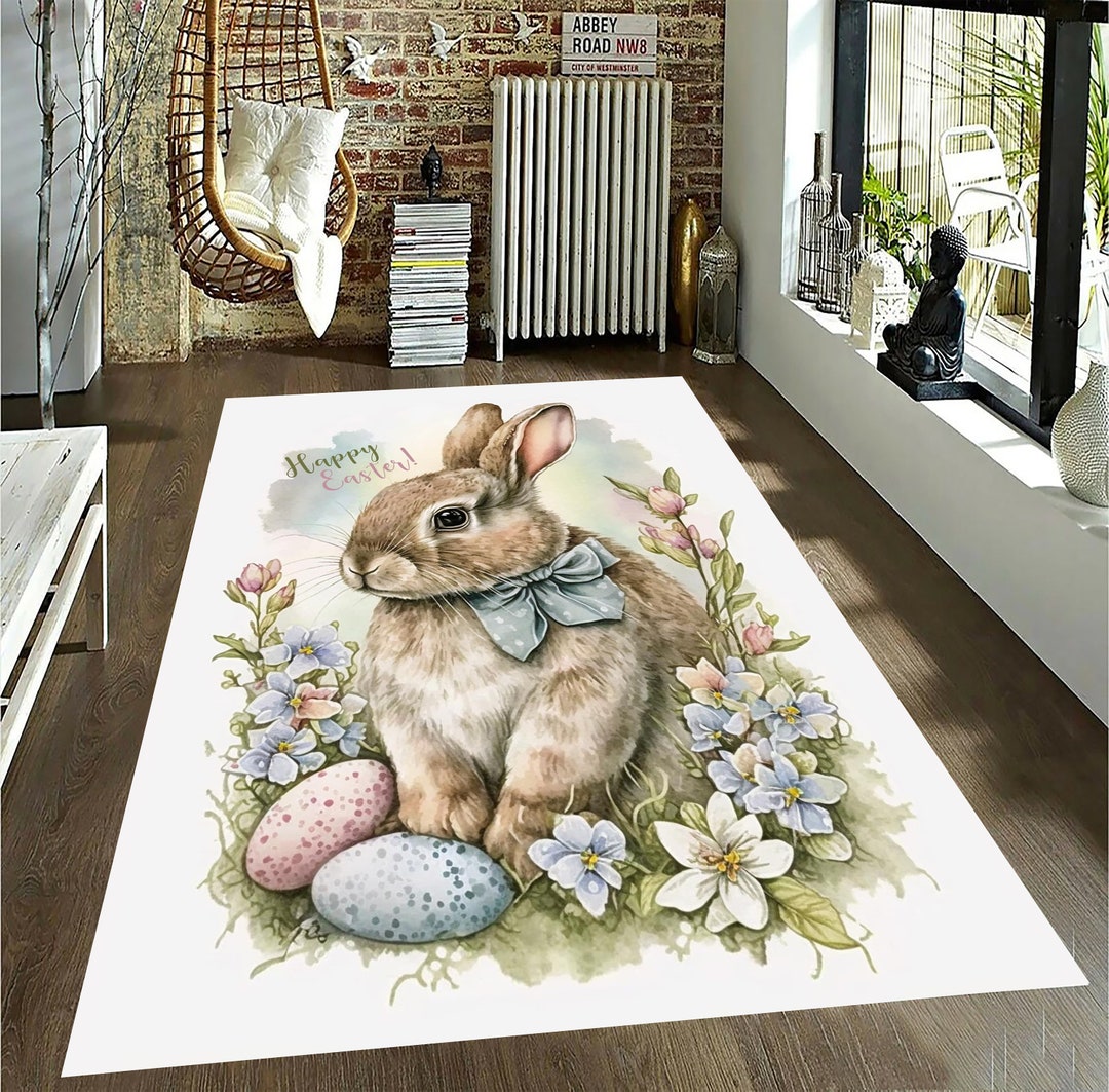 Rabbit Rug,easter, Easter Eggs,happy Easter Gift,kids Rug,kidsroom ...