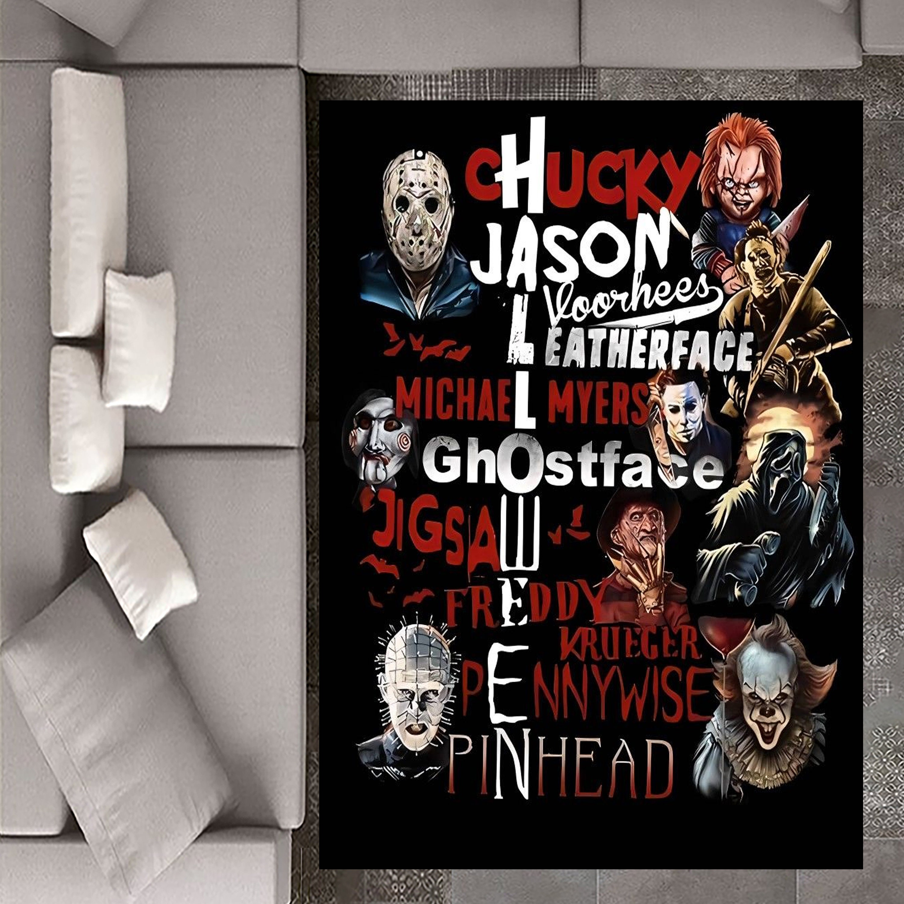 Horror Movie Rug,horror Rug,fear Rug,movie Rug, Movie Room Decor ...