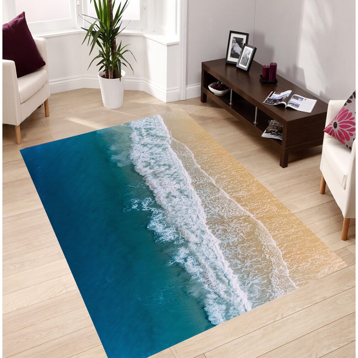 Beach Rug,wave Rug,sea Sand Rug,coast Rug,beach Decor,summer Rug ...