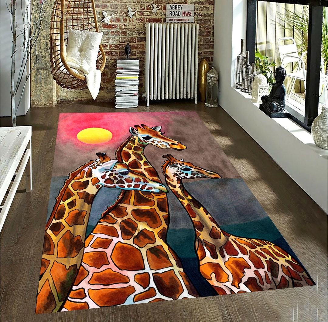 Giraffe Rug,cute Animal Rug,nursery Decor,giraffe Pattern Rug,gift for ...