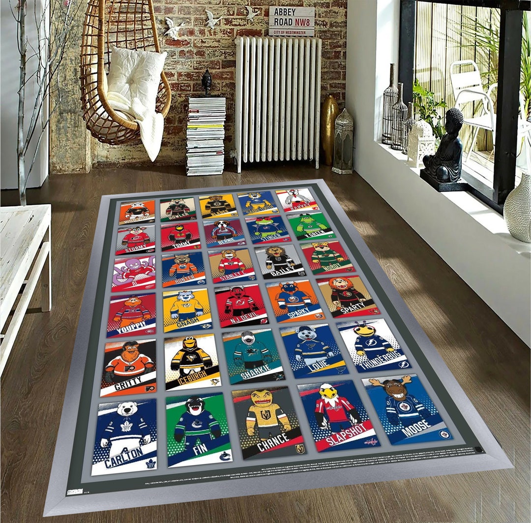 All Nhl Mascots Rug,hockey Player Rug,hockey Teams Logo Rug,hockey ...