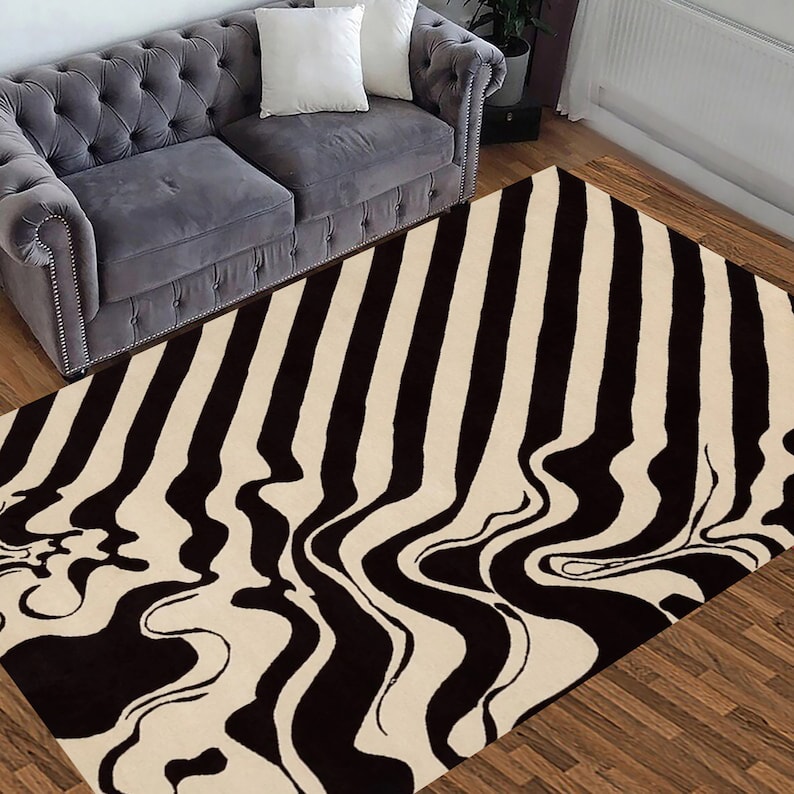 Black and White Melting Rug, Melting Rug, Moroccan Rug,wave Carpet ...
