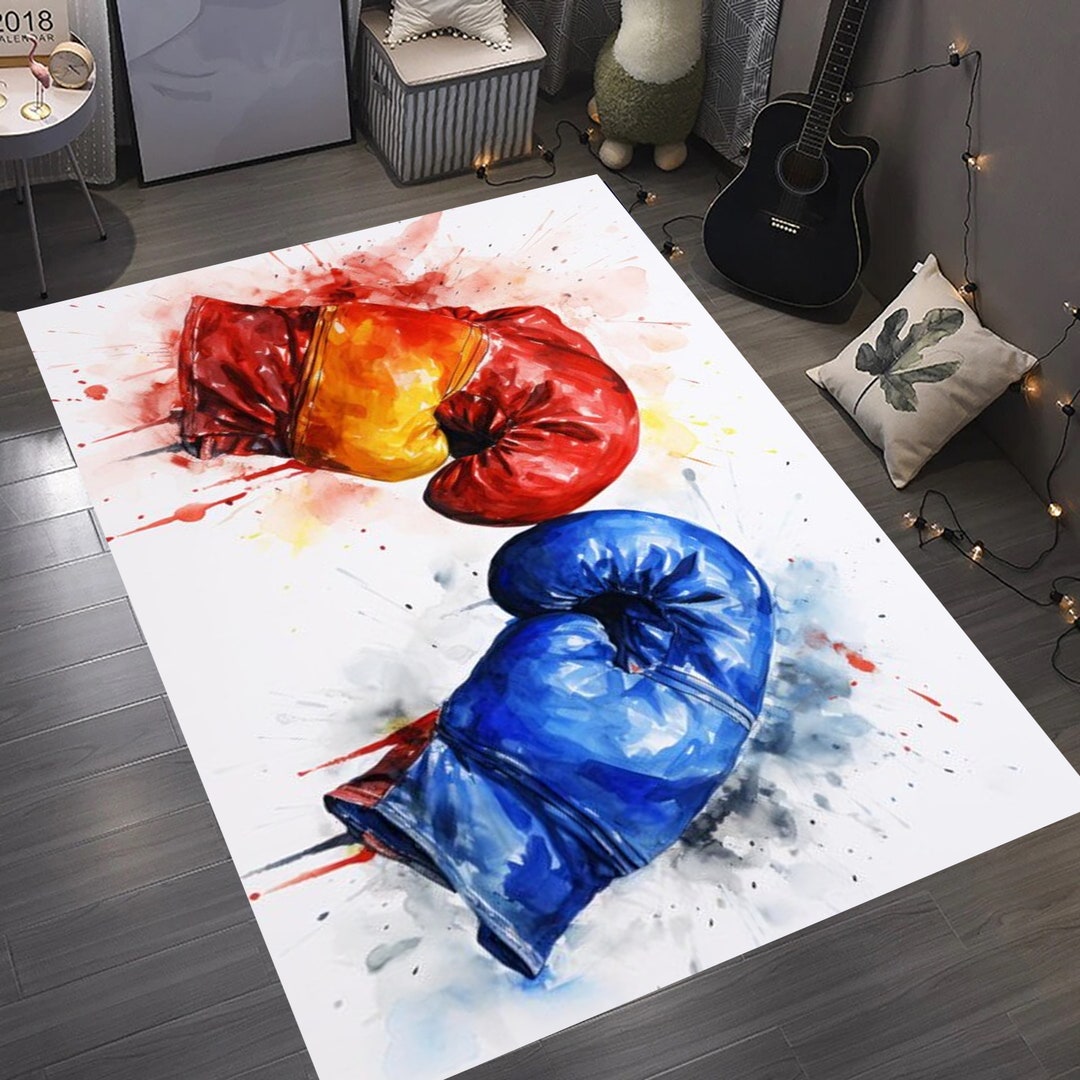 Boxing Gloves Rug,red and Blue Boxing Glove Rug,boxing Rug,game Room ...