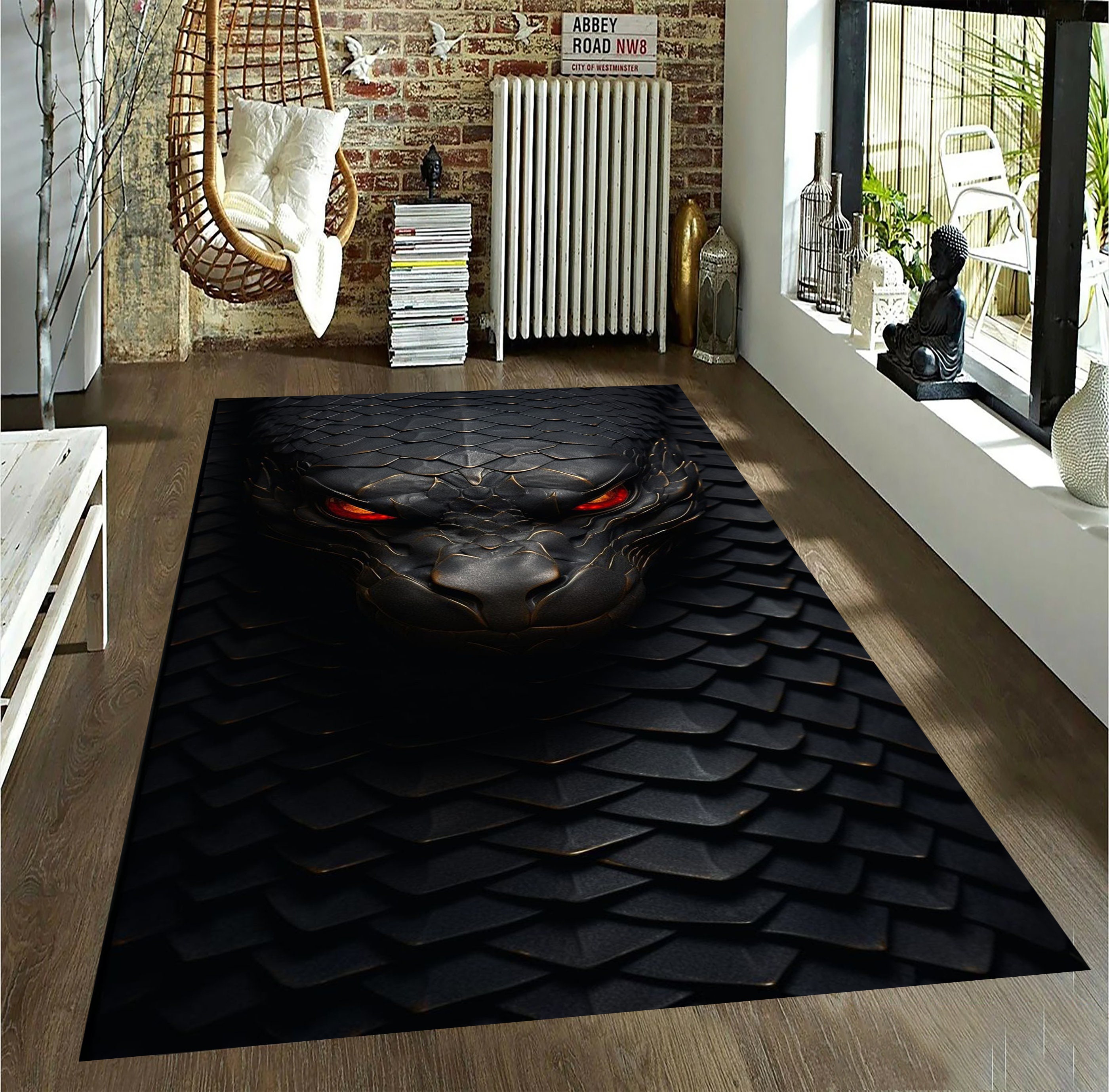 Cobra Snake Rug, King Snake Rug, Monster Rug,horrific Snake Decor, Cool ...