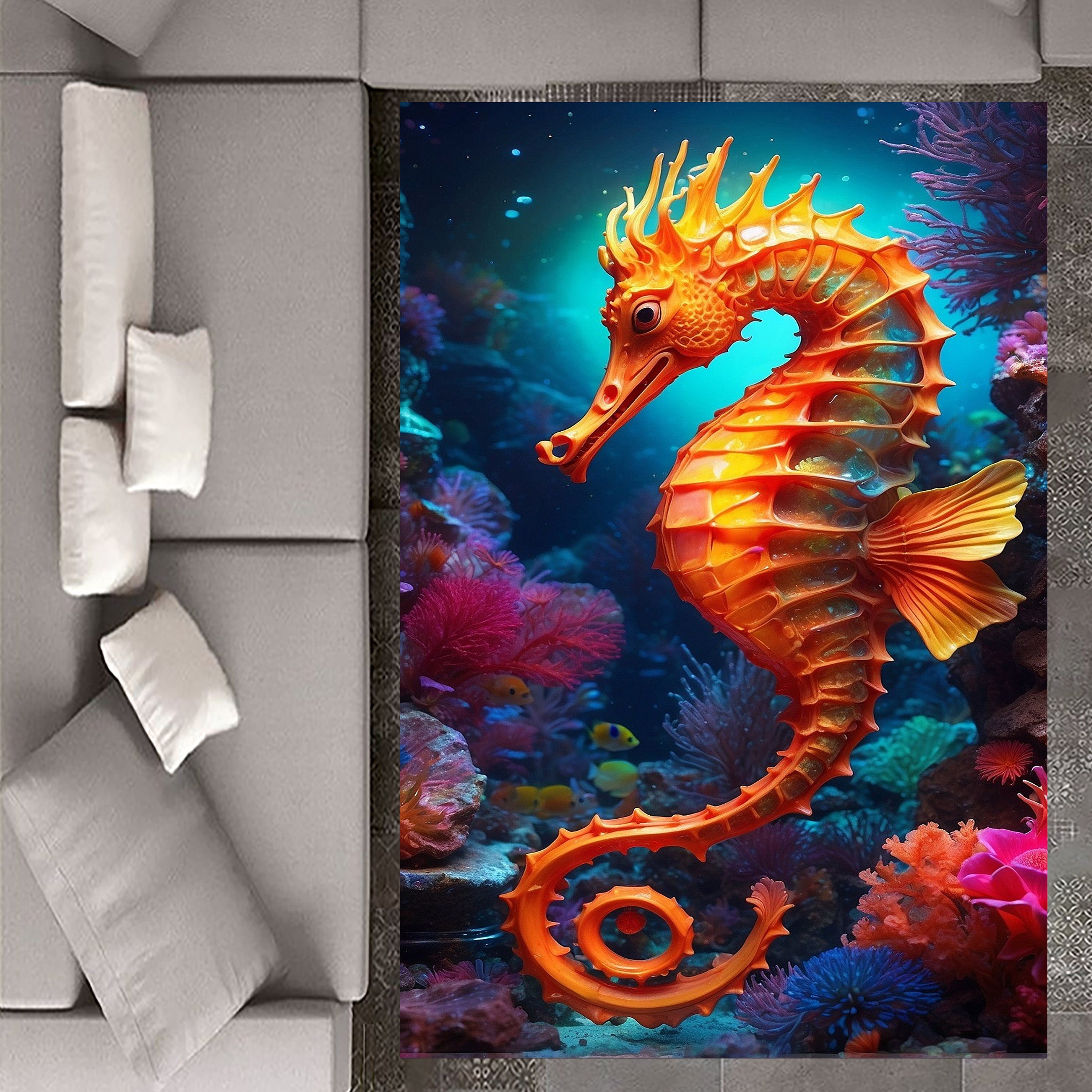 Sea Horse Rug,underwater Sea Animal Rug,themed Rug,sea Life Rug,sea ...
