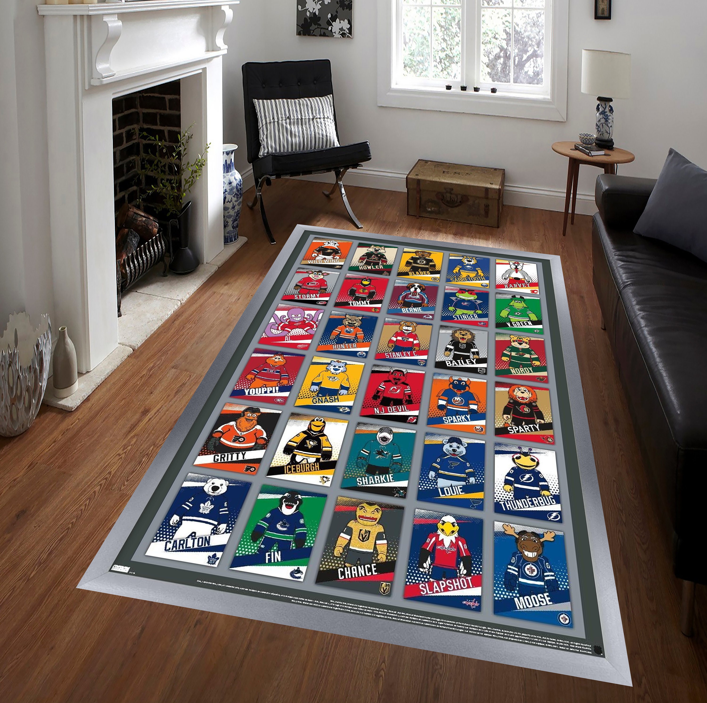 All Nhl Mascots Rug,hockey Player Rug,hockey Teams Logo Rug,hockey ...