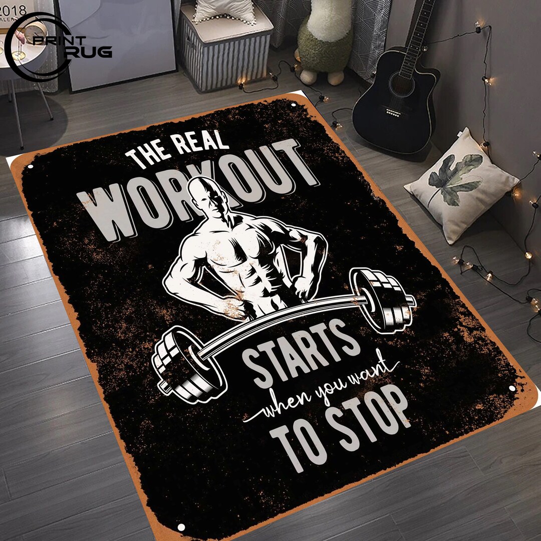 Fitness Poster Rug,dumbbell Rug,muscle Rug,gym Rug,cardio Rug,man Cave ...