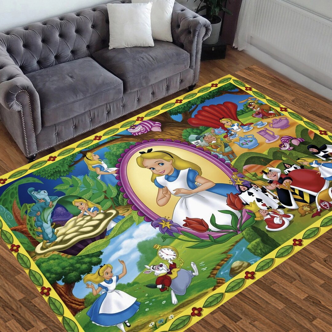 Alice in Wonderland Tale Rug,cartoon Rug,white Rabbit Rug,fabl Rug ...
