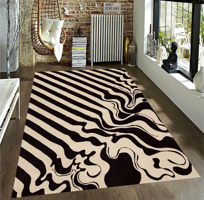 Black and White Melting Rug, Melting Rug, Moroccan Rug,wave Carpet ...